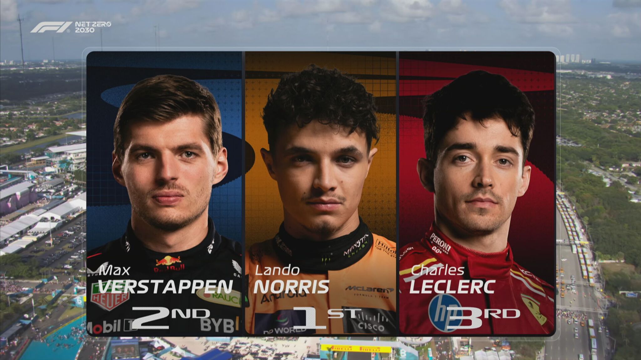 Lando Norris bekommt nach Sieg beim Miami GP Glückwünsche von Donald ...