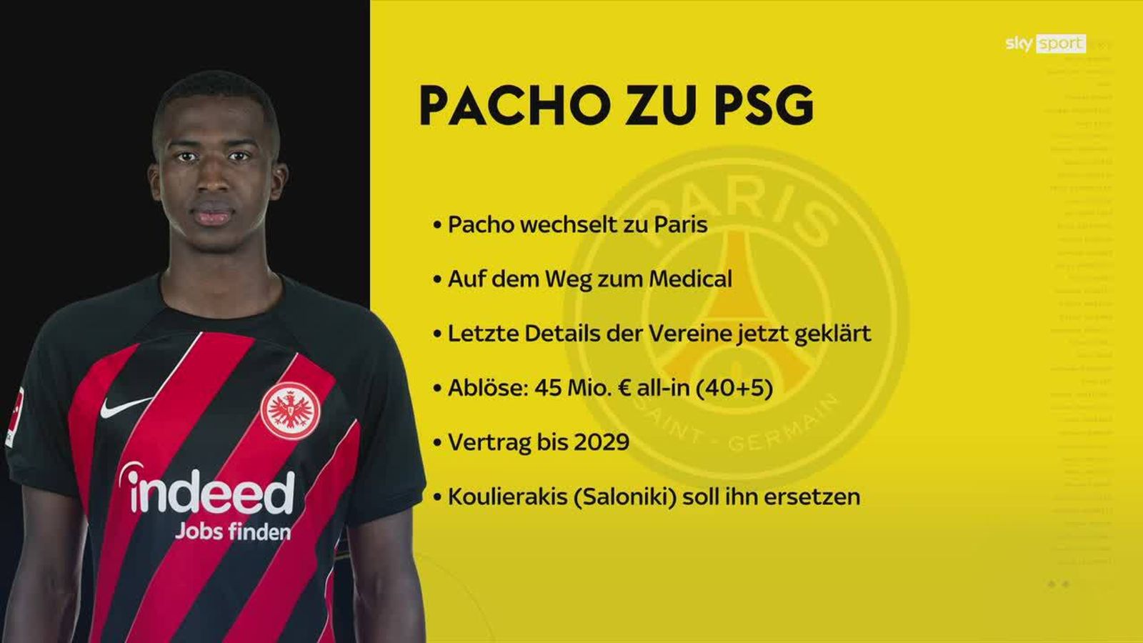 Transfer von William Pacho von Eintracht Frankfurt zu PSG kurz vor dem ...