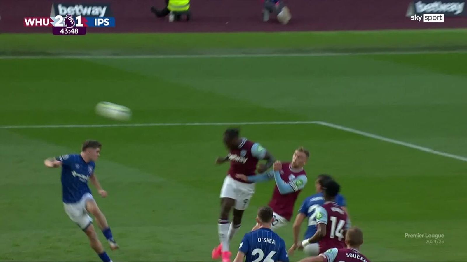 WEST HAM 2:1 Ipswich | Kudus trifft per Kopf (43. Min.) | In-Match ...