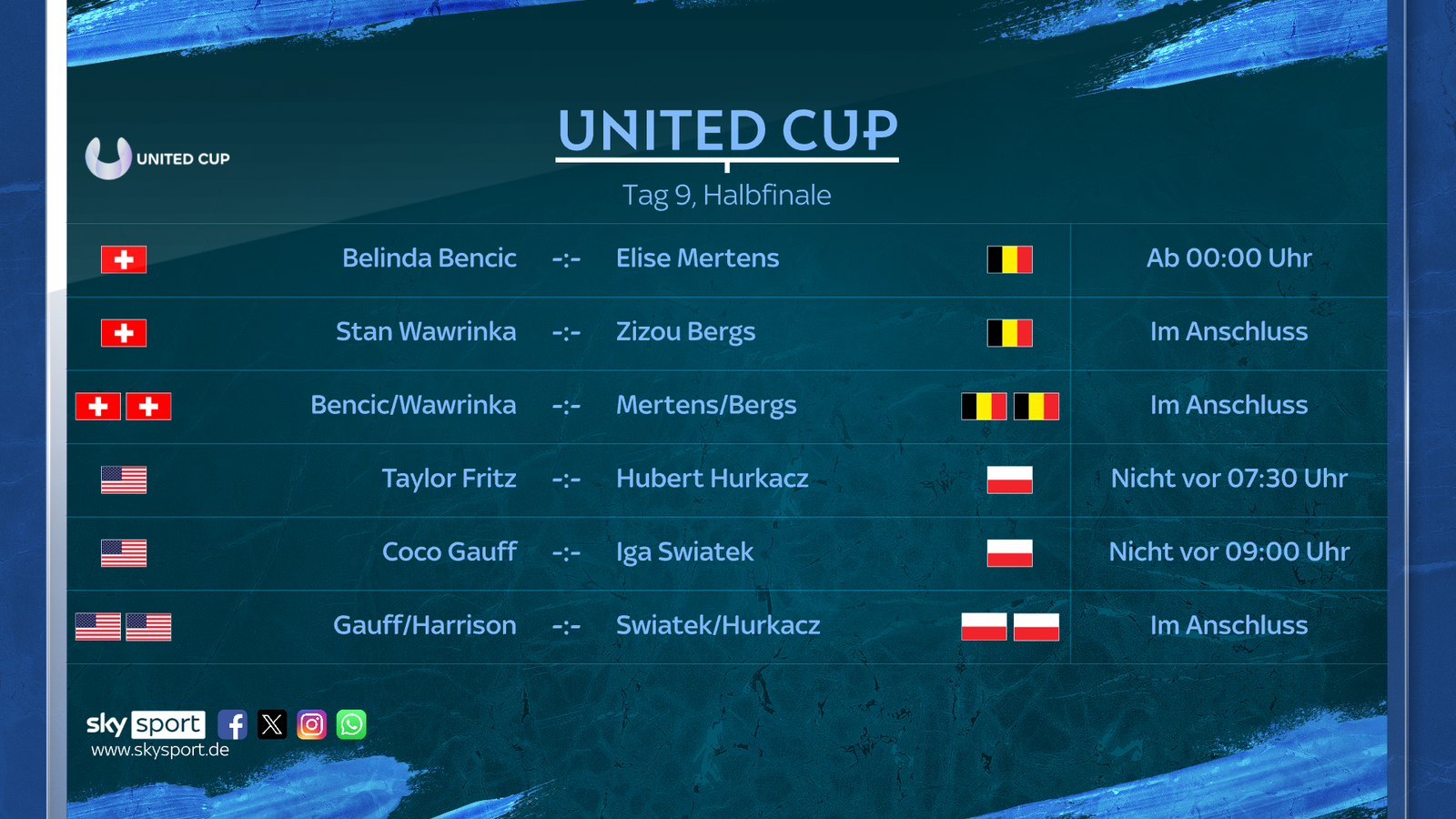 United Cup HEUTE LIVE auf Sky Sport: Übertragung | Tennis News | Sky Sport